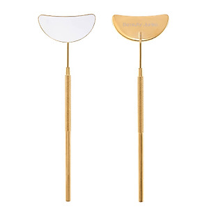 Upgraded Design Lash Mirror for Eyelash Extension Supplies, Large Half Moon Stainless Steel Eyelash Mirror, Dental Mirror for Lash Extensions, Light-weight Eyelash Extension Mirror for Supplies Lashes