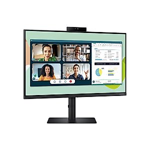SAMSUNG S40VA Series 24-Inch Computer Monitor, HDMI Monitor, 75Hz Monitor, IPS Monitor, Built-in Webcam, Built-in Speaker & Mic, FreeSync Premium (LS24A400VENXZA) (Renewed)
