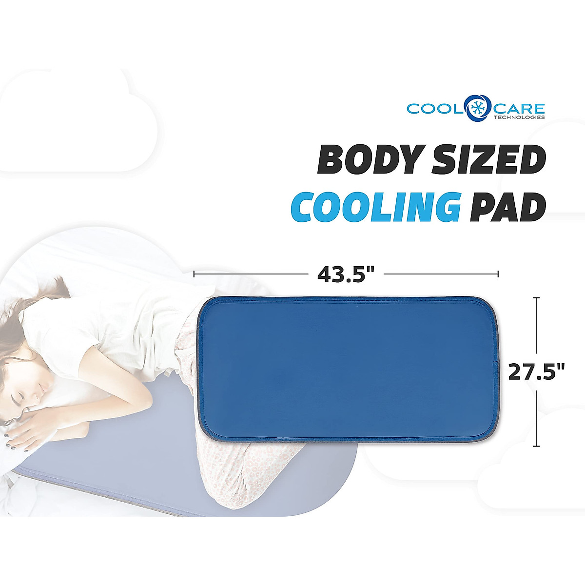 Cool Care Technologies Cooling Pad for Bed - Pressure Activated Gel Cooling Mattress Pad Provides Instant Cool Relief for 1 to 3 Hours- Place Cool Mat on Your Bed