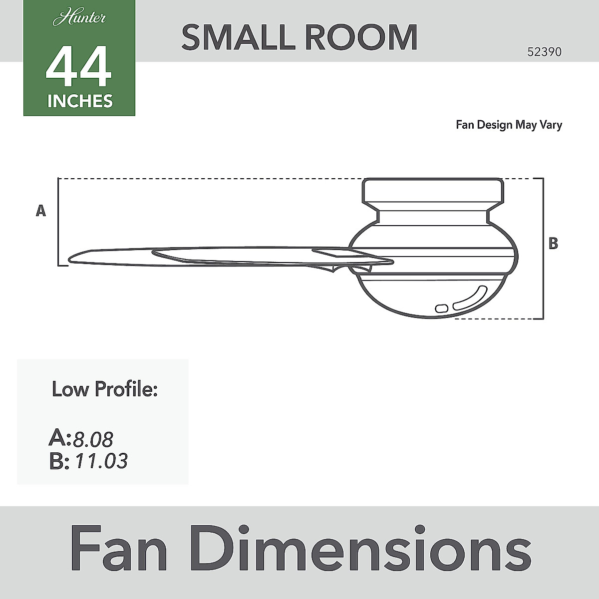 Hunter Fan Company 52390 Dempsey Ceiling Fan, 44 Inches, Matte Black