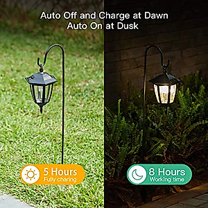 Brightown Solar Pathway Lights Outdoor Waterproof 2 Pack 38.5 Inch Shepherd Hook with Hanging Lantern Bright Driveway Markers Black Lamp Post for Garden Path Front Outside Patio Yard 3000K Warm White