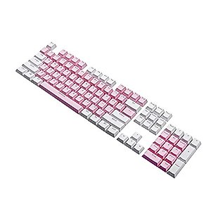 OEM Profile 104 Doubleshot PBT ANSI Layout Keycaps for Mechanical Keyboard,Key caps,Durable Translucent Backlit Key Compatible Gaming Keyboard keycaps for 61/87/104 Keyboards(Pink White Combo)