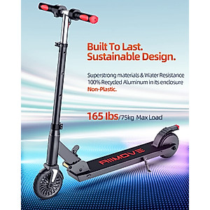 ALLMOVE Electric Scooter for Kids with 150W Motor Up to 11 Mph & 8 Miles, Foldable E-scooter Ages 6-16 with LCD Display, 3 Adjustable Speeds & Heights, Maximum 165 Ibs (Black)