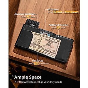 YESIIW Airtag Wallet for Men Compatible With Apple AirTag, RFID Blocking Leather Smart Wallet Air Tag Wallets, Pop Up Card Holder with Money Clip and ID Window Black