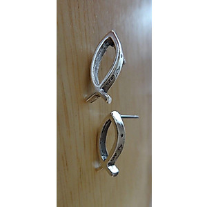 New Sterling Silver Small 13x5mm Cut Out Christian Fish Stud Earrings CII0659SEE