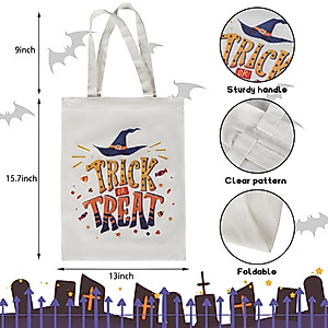 ATFUNSHOP Trick or Treat Bags Halloween Bags 15.7'' Witch Hat Canvas Reusable Large Tote Bucket for Kids
