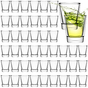 100 Pieces Clear Short Shot Glasses Bulk 1.5 oz Mini Round Shot Glasses Heavy Base Small Glass Cups for Wedding Party Espresso, Water, Juice, Milk, Coffee, Drinking (Classic Style)