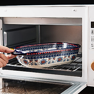 ONECCI Baking Dish Ceramic Baking Pan Blue Casserole Dish Rectangular Baking Set 2pcs Bakeware Sets Lasagna Pan Baking Dishes for oven (Blue plasma grass)