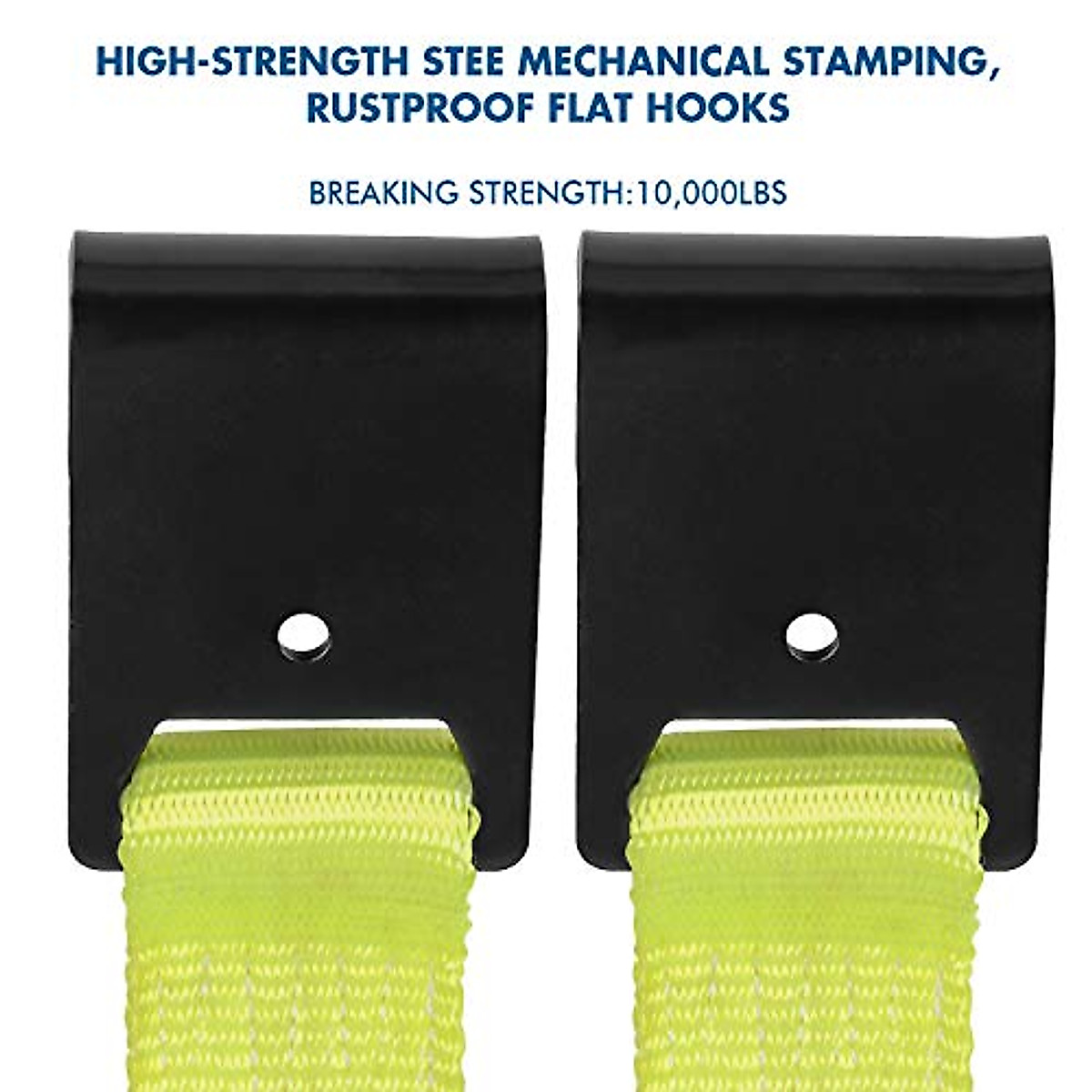 Autofonder 2Pc Tow Dolly Basket Straps with Flat Hook for 14"-17" Tires -10,000 lbs Breaking Strength Tire Bonnet&Tire Net -2” Over Wheel Car Basket Tie Down Straps with Axle Straps,Carrying Bag