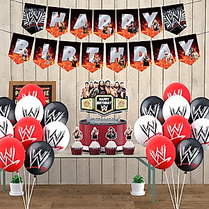 Wrestling Party Supplies Birthday Wrestling Party Decorations Set Include Banner Balloons Cake Tops
