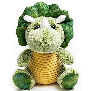 HollyHOME Plush Triceratops Dinosaur Cute Stuffed Animal Toy Soft Cuddly Doll for Kids Green 12 Inch