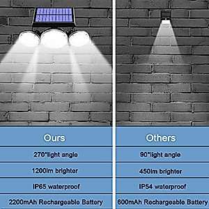 2 Pack Solar Lights Outdoor,3 Modes with Motion Sensor Lights, 70 LED 3 Adjustable Heads Flood Lights, 270° Rotatable Wireless Spotlights, IP65 Waterproof for Garage Pathway Porch Garden Patio Yard