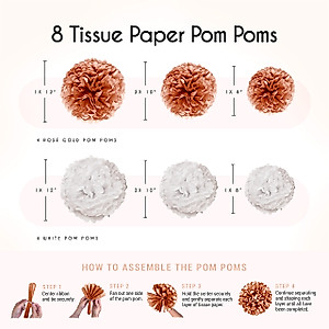 EpiqueOne 36-Piece Rose Gold Birthday Kit | Includes Happy Birthday Banner, Rose Gold Balloons, Tissue Pom Poms & Tassels | Easy to Set Up | Also Ideal for Bridal and Baby Showers & More