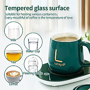 Coffee Cup Warmer with Automatic Sensor Switch, Candle Warmer Plate with Beautifully Packaged Box (Mug, Spoon, Mug Warmer, Upscale Box), Mug Warmer 122°F--131°F for Heating Coffee, Milk, Tea, Candles.