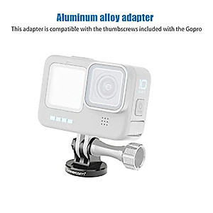 Forevercam Aluminum Tripod Mount Adapter for Gopro Monopod Adapter Mount Compatible for Gopro Hero 11/10/9/8/7/6/5/4/3+/3/2/1/ DJI Sony AKASO Campark and Other Action Camera Black