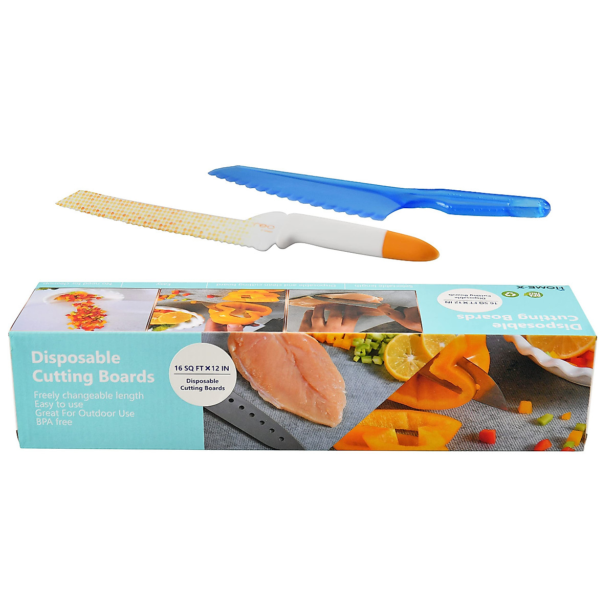 HOME-X Disposable Cutting Board, Roll of Cutting Board Plastic for Cutting, Chopping, and Food Prep, Cutting Mat for BBQ and Camping, 12” W x 16 Ft L