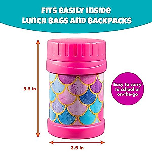Bentology Stainless Steel Insulated 13oz Thermos for Kids - Mermaid - Large Leak-Proof Lunch Storage Jar for Hot or Cold Food, Soups, Liquids - BPA Free - Fits in Most Lunch Boxes and Bags