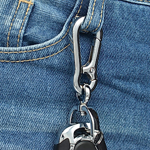 INFIPAR Car Keychain Metal Key Chain for Car Fob Key Ring Key Clip with Horseshoe Shaped Anti-Lost D-Ring for Men and Women 2 Pack