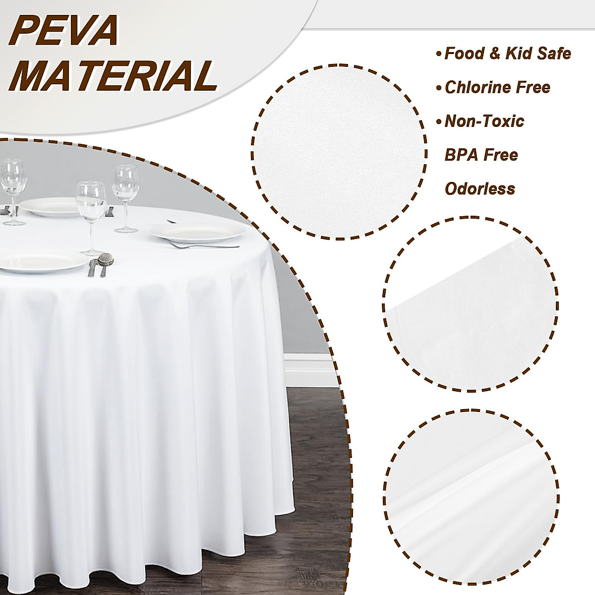 Fixwal Round Plastic Tablecloth Disposable, 12 Pack 84 Inch White Round Tablecloth, Table Cloth for Parties Picnic Birthday Wedding Banquet