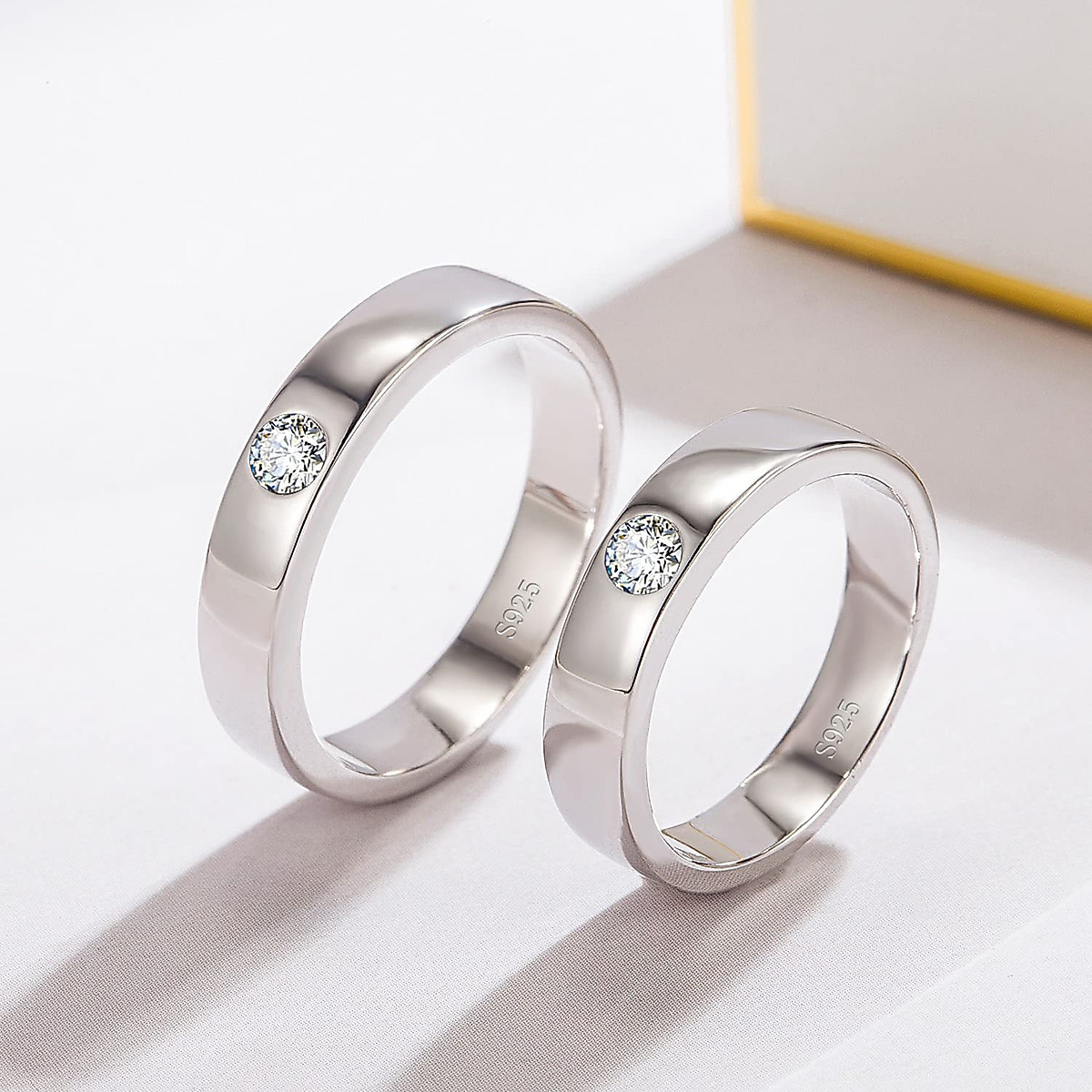 Dankadi Fashion Sterling Silver Men & Women Wedding Band Engagement Ring With Cubic Zirconia CZ 4.5MM Smooth Plain Dome Comfort Couples Ring Sizes 5 to 13 (7)