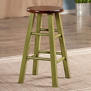 Winsome Ivy Counter Stool, 24", Rustic Green/Walnut