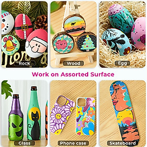 Ohuhu 30 Colors Acrylic Paint Pens : Dual Tips (Round & Fine) Acrylic Markers High Opacity Paint Markers Waterproof Lightfast for Rock Painting Easter Eggs Wood Glass Ceramic Canvas