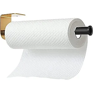 BICHONG Paper Towel Holder Under Cabinet,Self Adhesive or Drilling Stainless Steel Under Cabinet Paper Towel Holder,Paper Towel Holder Wall Mount for Kitchen, Bathroom, 12in