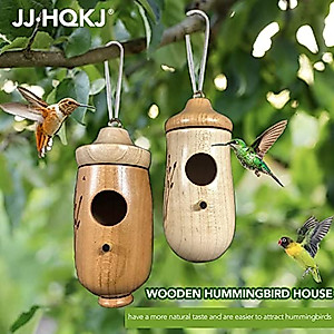 Hummingbird House, Wooden Hummingbird Houses for Outside,Hummingbird Houses for Outside for Nesting, Wooden Hummingbird House for Outside Hanging (3PCS (A+B+C))