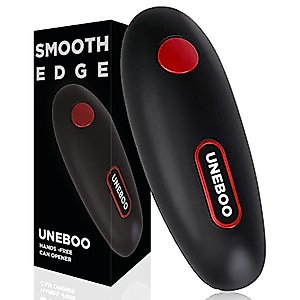 Electric Can Opener for Kitchen- Hand Held Automatic Can Opener with Smooth Edge, Portable and Battery Operated, Can Opener for Seniors with Arthritis, Easy One Touch to Open Any Size Cans, Black