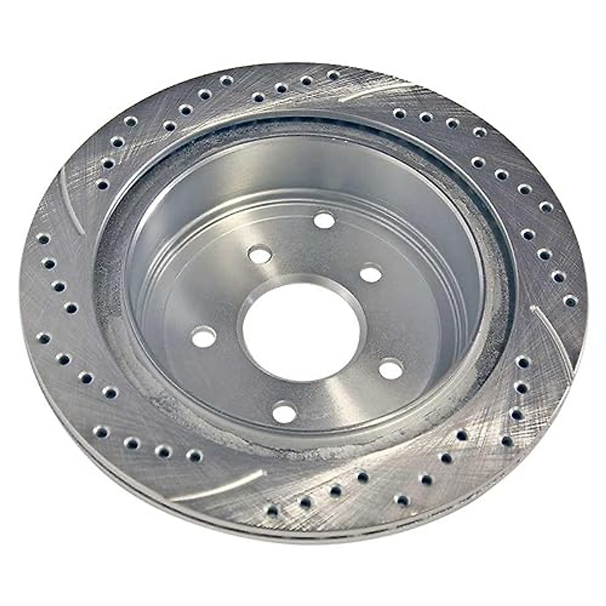 2pcs Disc Brake Rotor Set Rear Side Silver Zinc Plated Performance Drilled and Slotted PR41350DSZPR