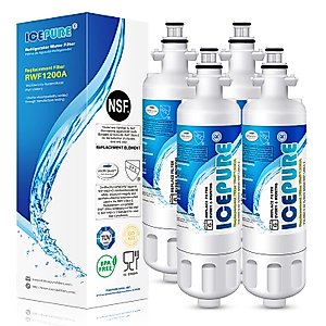 ICEPURE 46-9690 ADQ36006101 Replacement for LG LT700P, Kenmore Elite 9690 ADQ36006102, RFC1200A RWF1200A WSL-3 LFXS24623S LFXS30766S LFXC24726D LFXC24726S ADQ36006101-S Refrigerator Water Filter,4PACK