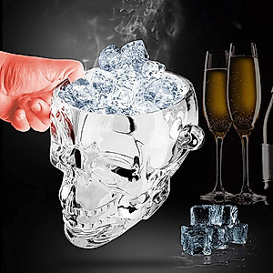 SOSSEG Ice Bucket, Skull Ice Bucket Beer Barrel, Table Mount Wine Bucket, Champagne Bucket Wine Cooler Bar Party Barbecue Cocktail Wedding Multiple (Purple)