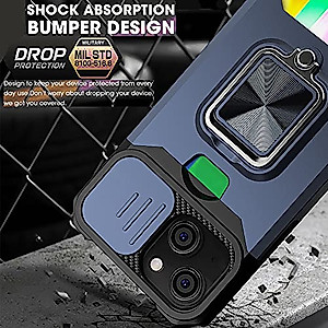NKECXKJ Design for iPhone 13 Mini Phone Case with Screen Protector Card Holder Stand Kickstand Heavy Duty Slim Shockproof Hybrid Rugged Drop Protective Cover for Women Men Girls 5.4 inch Blue