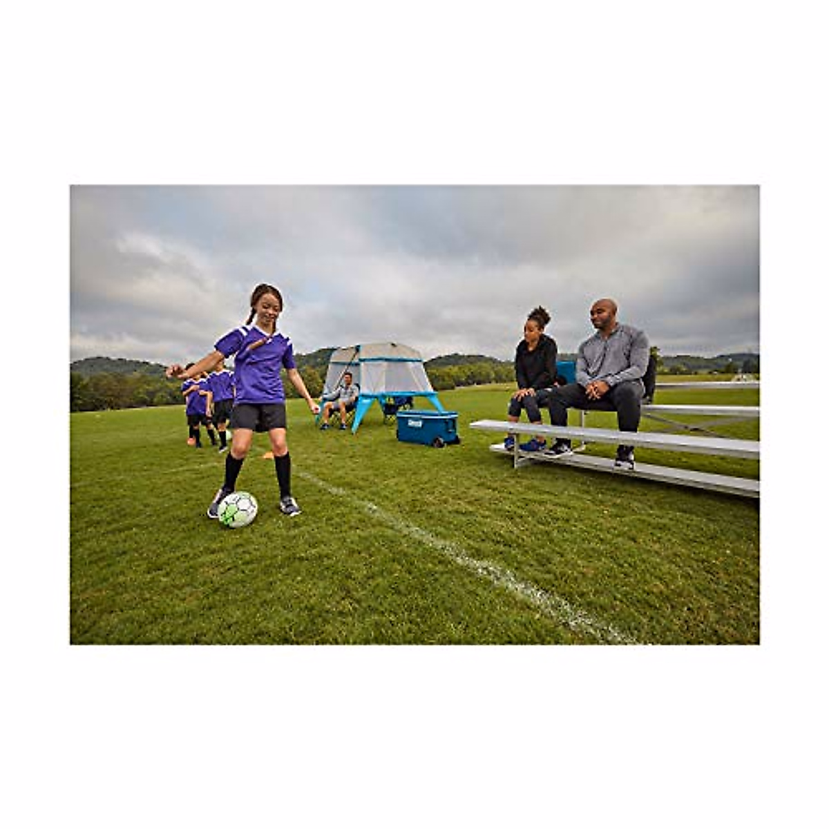 Coleman Portable 7x7ft Backpack Sun Shelter, Lightweight Adjustable Sun Shade with Easy Setup Pre-Attached Poles, Ideal for Beach, Park & Sidelines