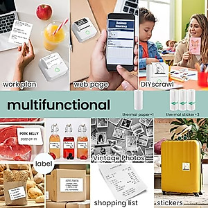 ZERNBER X6 Mini Printer Sticker Maker, Portable Inkless Thermal Bluetooth Label Photo Printer for Journaling, Entertainment, DIY Gifts for Kids (Free 4 Rolls of Printing Paper) White