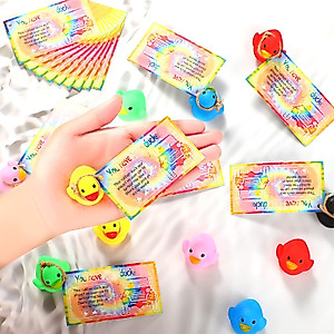 150 Pieces Rubber Ducks and Strings Small Rubber Duck with Duck Tags Mini Rubber Duck for SUV Greeting Card Toy Game Decorations Presents
