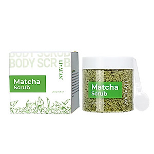 Liyalan Matcha Body Scrub Green Tea Exfoliating Body Scrubs for Acne, Smooth Skin,Moisturizing Body, Face, Hand, Foot Scrub