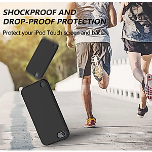iPod Touch 7th/6th/5th Generation Case, iPod Touch case, Shockproof Silicone Case [with Built in Screen Protector] Full Body Heavy Duty Rugged Defender Cover Case for iPod Touch 7/6/5 (Black)
