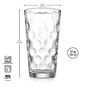 Home Essentials & Beyond Drinking Glasses Set of 4 Highball Glass Cups Bar Glasses, Uses for Juice, Water, Cocktails, Beverages, and Iced Tea. Dishwasher Safe