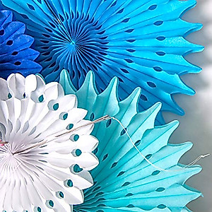 Paper Jazz Blue Paper Fans Decorations Hanging Hollow Fan Snowflake Fans Assorted Color Wedding Birthday Party Supplies