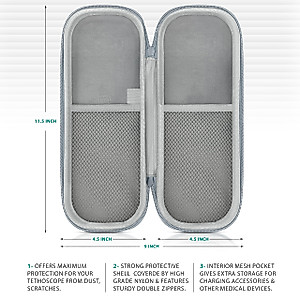 ASA TECHMED Stethoscope Hard Case for 3M Littmann Classic III, Lightweight II S.E, MDF Acoustica Deluxe Stethoscopes - Stethoscope Bag for Nurse Accessories (Case Only)