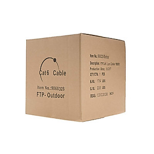 Cables Direct Online CAT6 1000FT Outdoor Weatherproof 23 AWG 550MHz Cable FTP Wire Solid Direct Burial UV (1000FT, FTP (Shielded))
