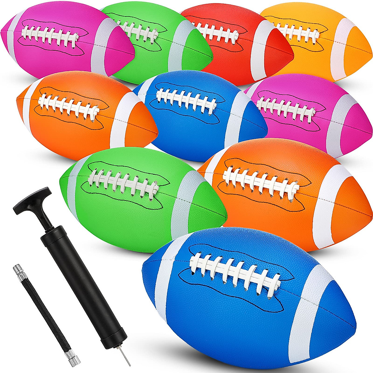 Jerify 12 Pcs Composite Leather Footballs Official Composite Leather Ball Composite Leather Inflatable Football with Pump Indoor Outdoor Football Bulk for Training and Recreational Play
