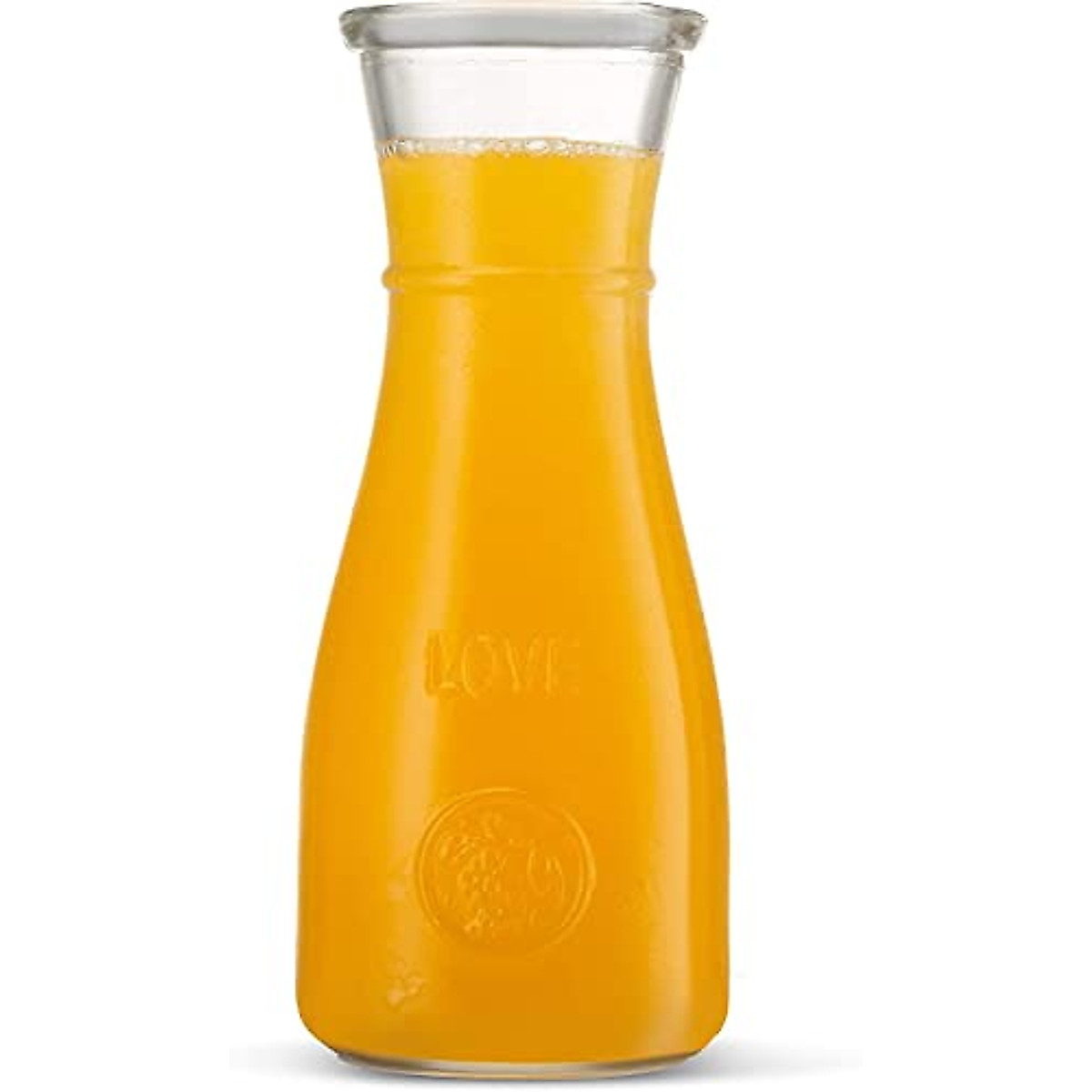 750 ml Carafe Pitcher Glass - The LOVE Drink, Juice, Glass Water Pitcher & Water Carafe - Elegant Wine Decanter & Mimosa Bar Set - Easy Grip Neck & Wide Mouth for Pouring by Kitchen Lux