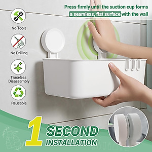 LUXEAR Suction Cup Shower Caddy - 3 Pack NO-Drilling Suction Shower Organizer - 1S Installation Removable Powerful Waterproof Suction Shower Baskets for Shower Bathroom Kitchen