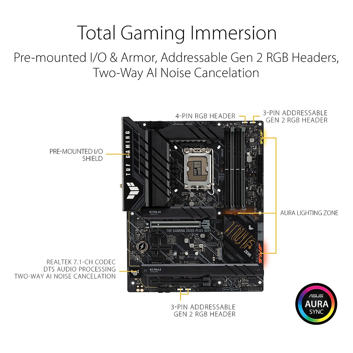 Asus TUF Gaming Z690-PLUS WiFi Socket LGA1700/ Intel Z690/ DDR5/ WiFi&Bluetooth/ SATA3&USB3.2/ M.2/ ATX Motherboard