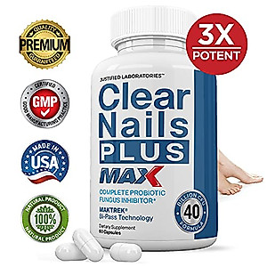 (2 Pack) Clear Nails Plus Max Pills 40 Billion CFU Probiotic Supports Strong Healthy Hair Skin Nails 120 Capsules