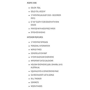 DesignWorks Ink, 17-Month Dated Simple Planner (August 2020 - December 2021), 6" x 8", Teal - Ready to Rock