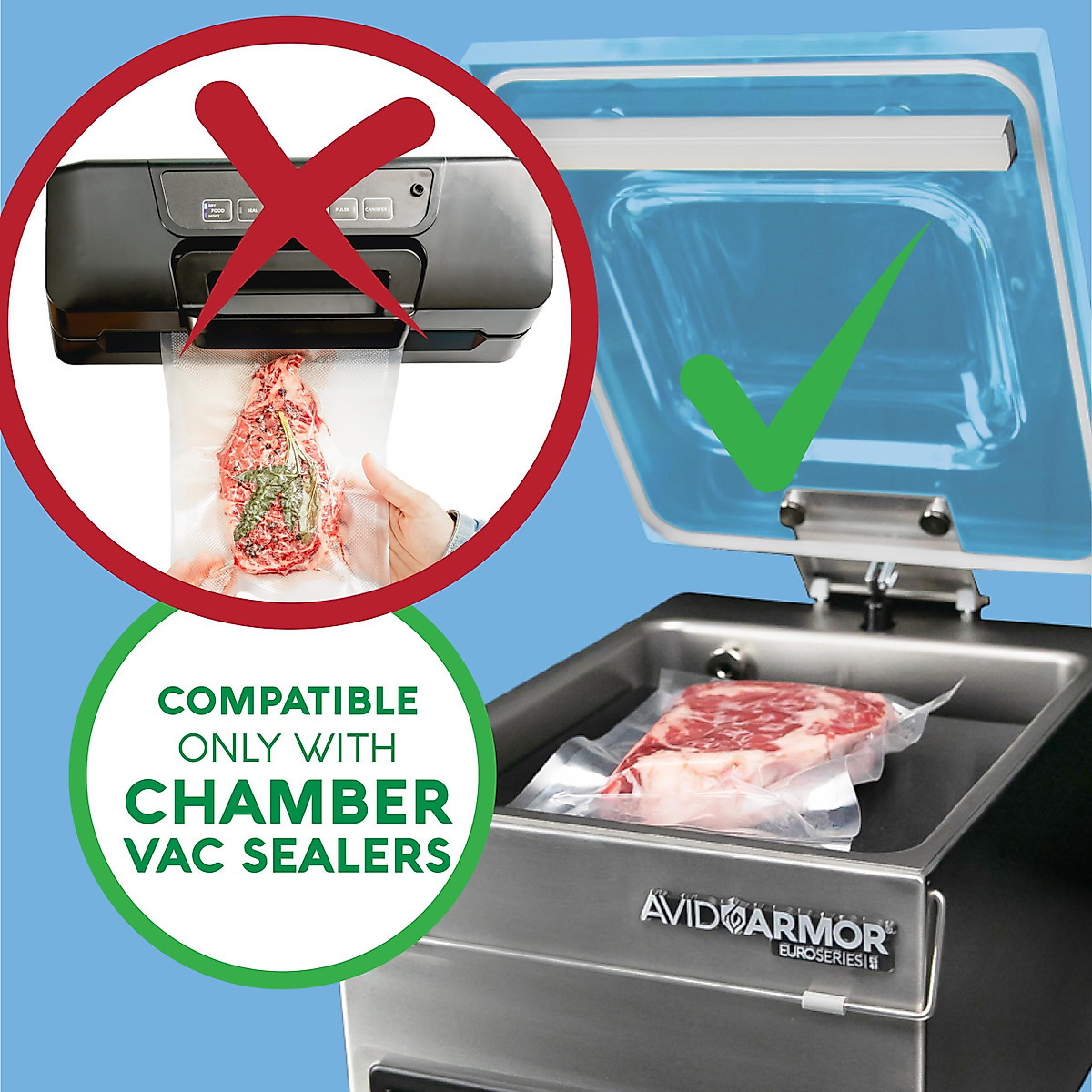Avid Armor – Chamber Machine Pouches, Pre-Cut Chamber Vacuum Sealer Bags, Heavy Duty Seal Pouch, BPA-Free Chamber Sealer, Vacuum Chamber Pouches (250, 11x13)