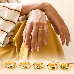 GOLDCHIC JEWELRY Basic Ring for Women, 18K Gold Plated Diamond Cut Stackable Rings Gold Band Rings for Women